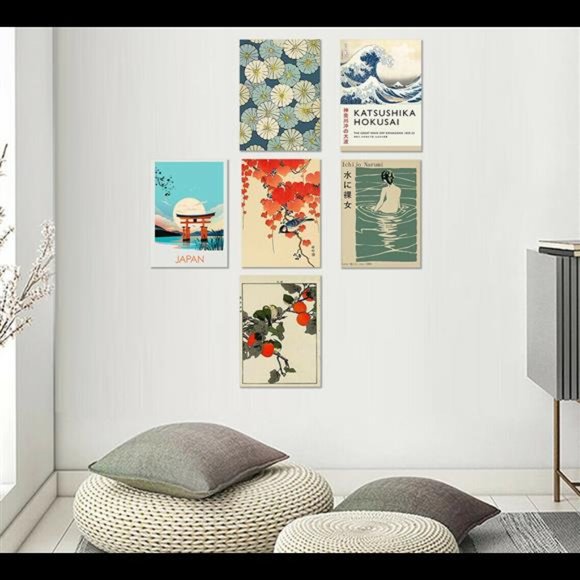 Art | Vintage Retro Style Japan Japanese Asian Decor Wall Art Set Of 6 ...